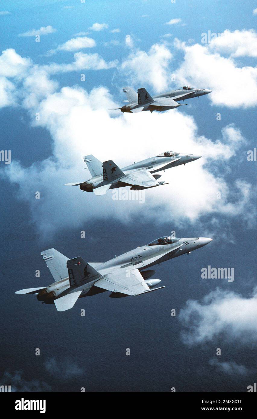 Strike Fighter Squadorn 136 (VFA-136) F/A-18C Hornet aircraft and a ...