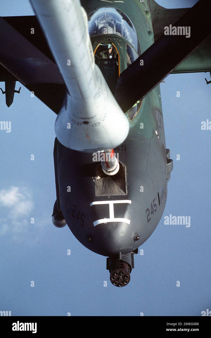 An OA-10A Thunderbolt II aircraft from the 19th Tactical Air Support Squadron refuels from a ...