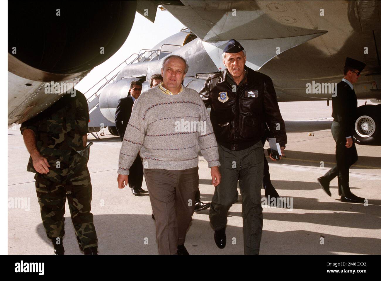 Ambassador Richard Capen, US Ambassador to Spain, walks beneath a KC ...
