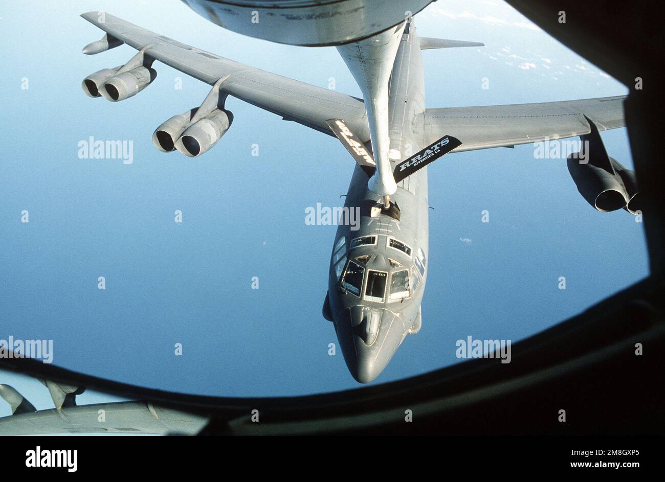 Aerial view as USAF B-52 Stratofortress long-range bomber is aerial ...