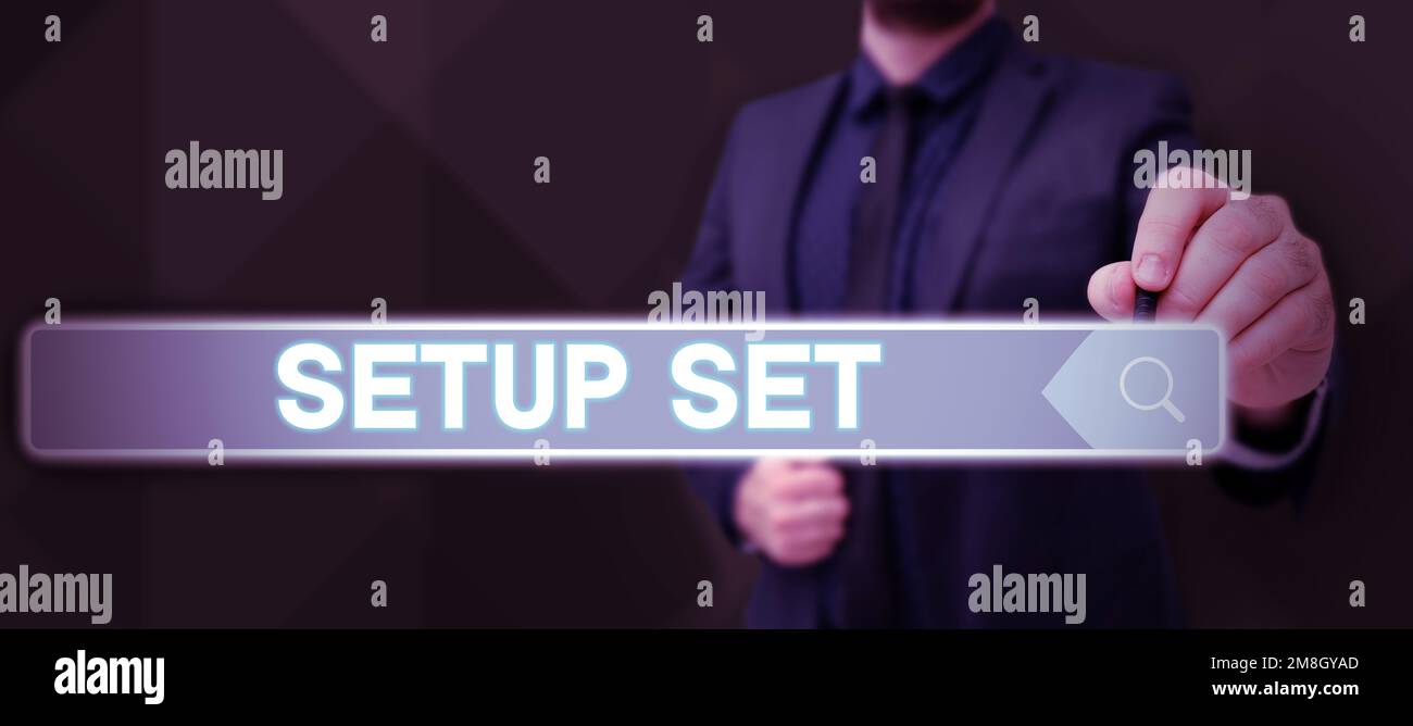 Conceptual caption Setup Set. Business idea the manner, position, or ...