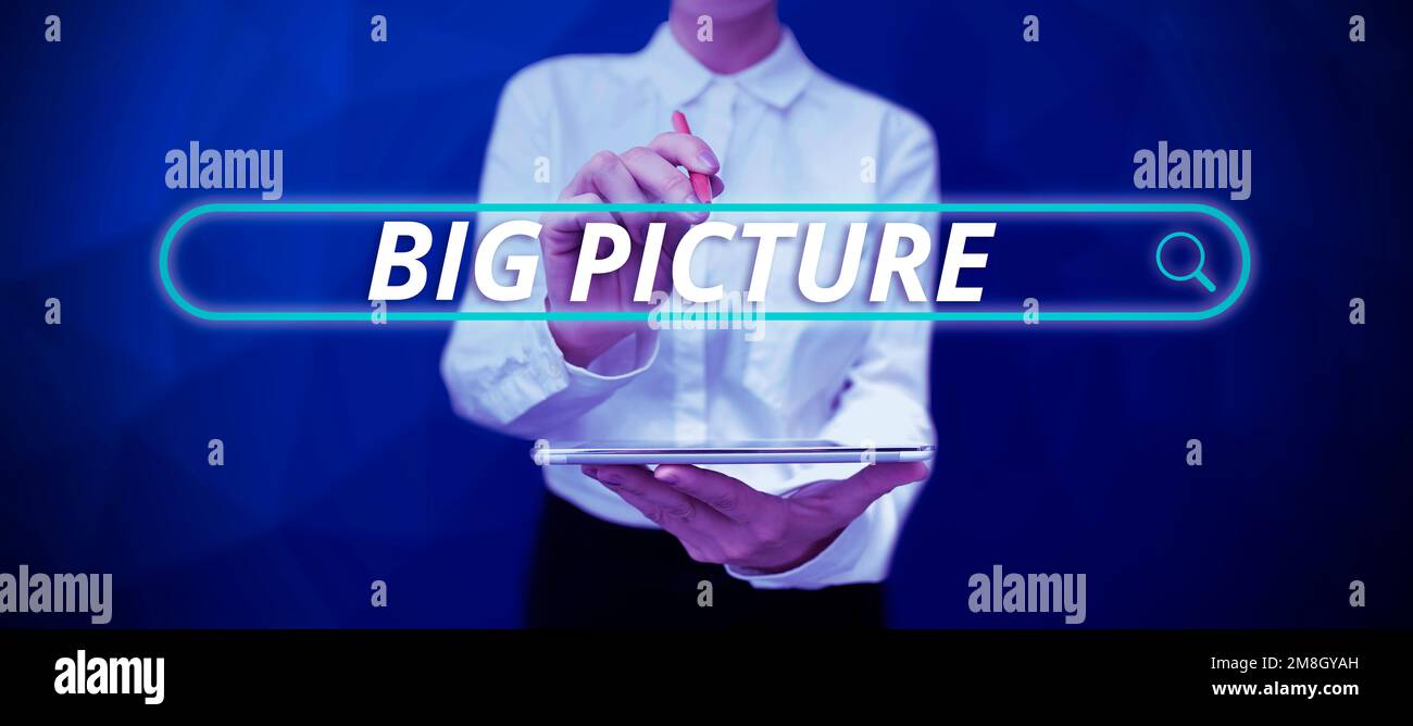 Conceptual caption Big Picture. Business approach most important facts ...
