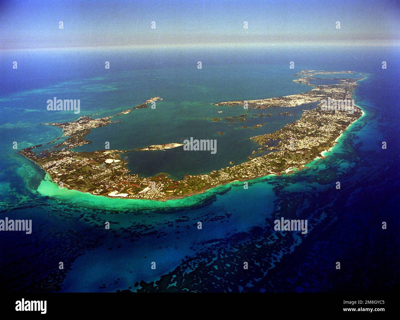 An aerial overall view of the portion of U.S. Naval Air Station Bermuda ...