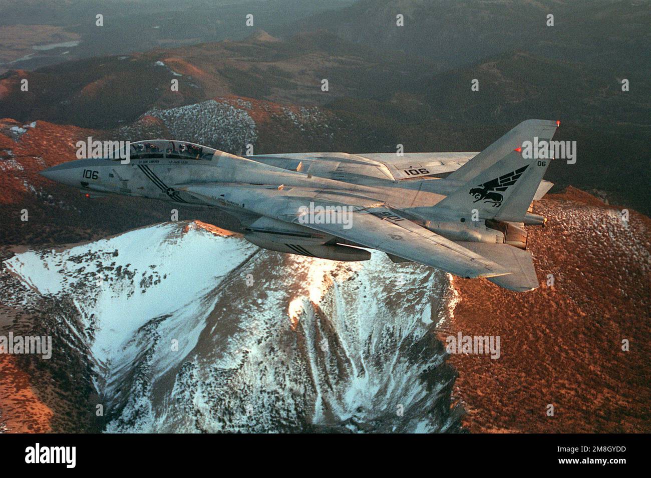 Left side view of an F-14B Tomcat aircraft of Fighter Squadron 143 (VF ...
