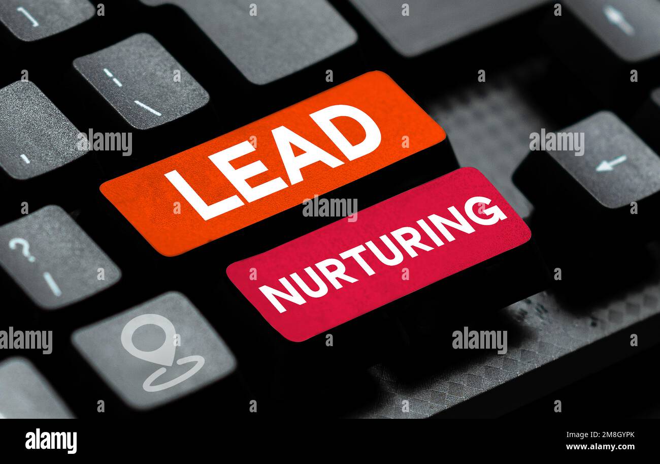 Sign displaying Lead Nurturing. Business approach method of building a ...