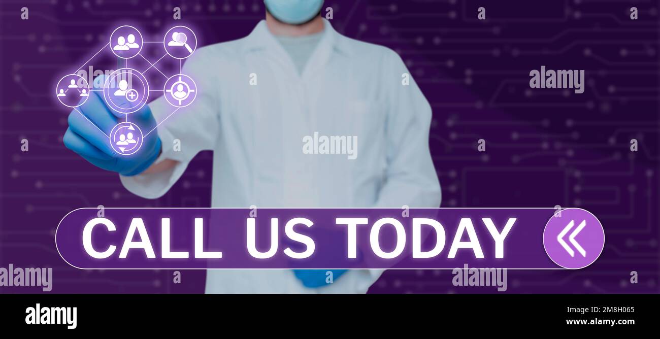 Inspiration showing sign Call Us Today. Business idea Make a telephone ...