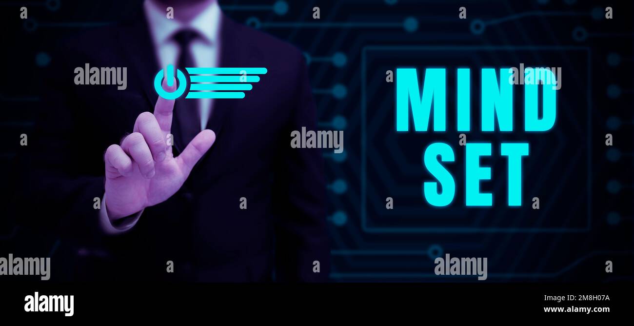 Sign displaying Mind Set. Concept meaning A standard thought of a ...