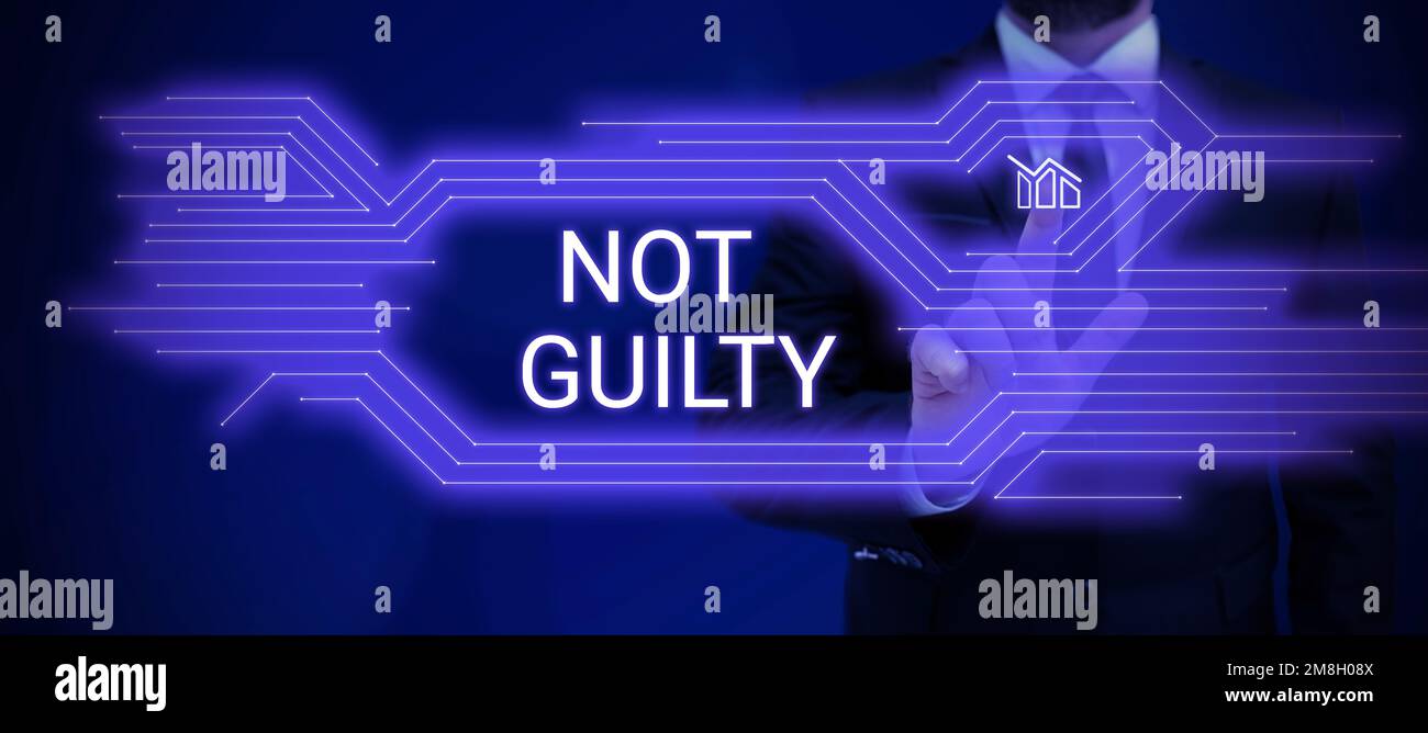 Handwriting text Not Guilty. Concept meaning someone is innocent didnt ...