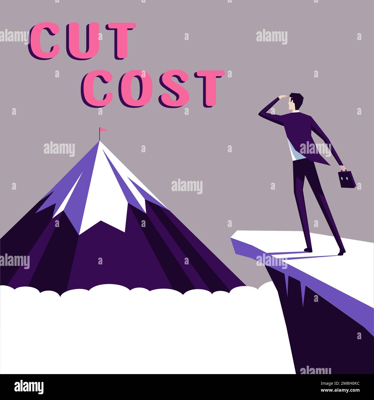 Text caption presenting Cut Cost. Concept meaning Measures implemented ...