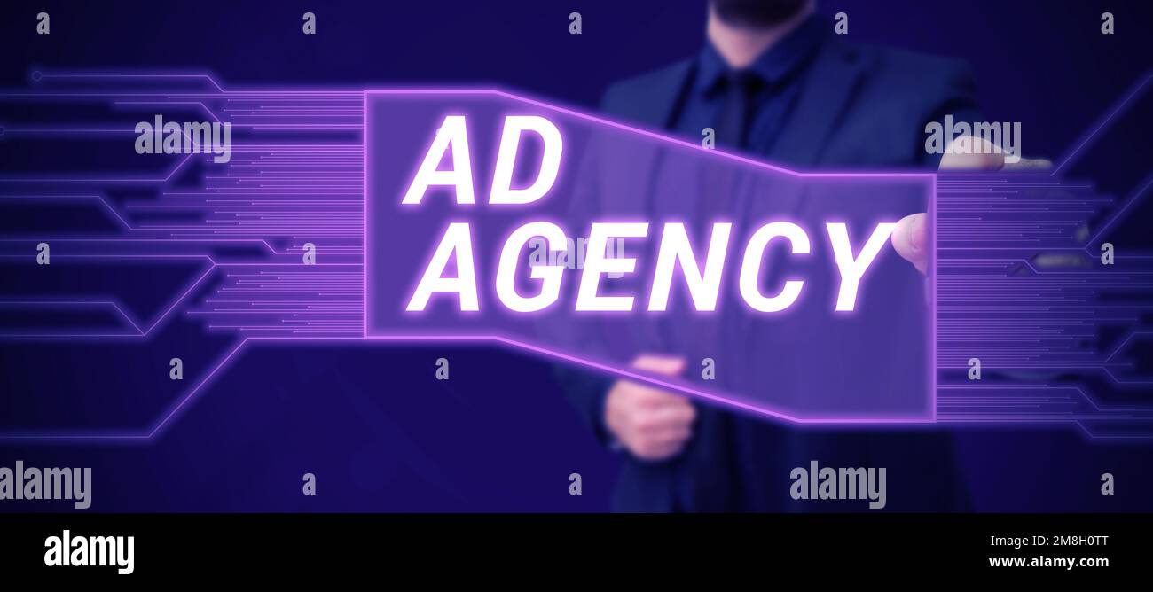 Text caption presenting Ad Agency. Business showcase business dedicated ...