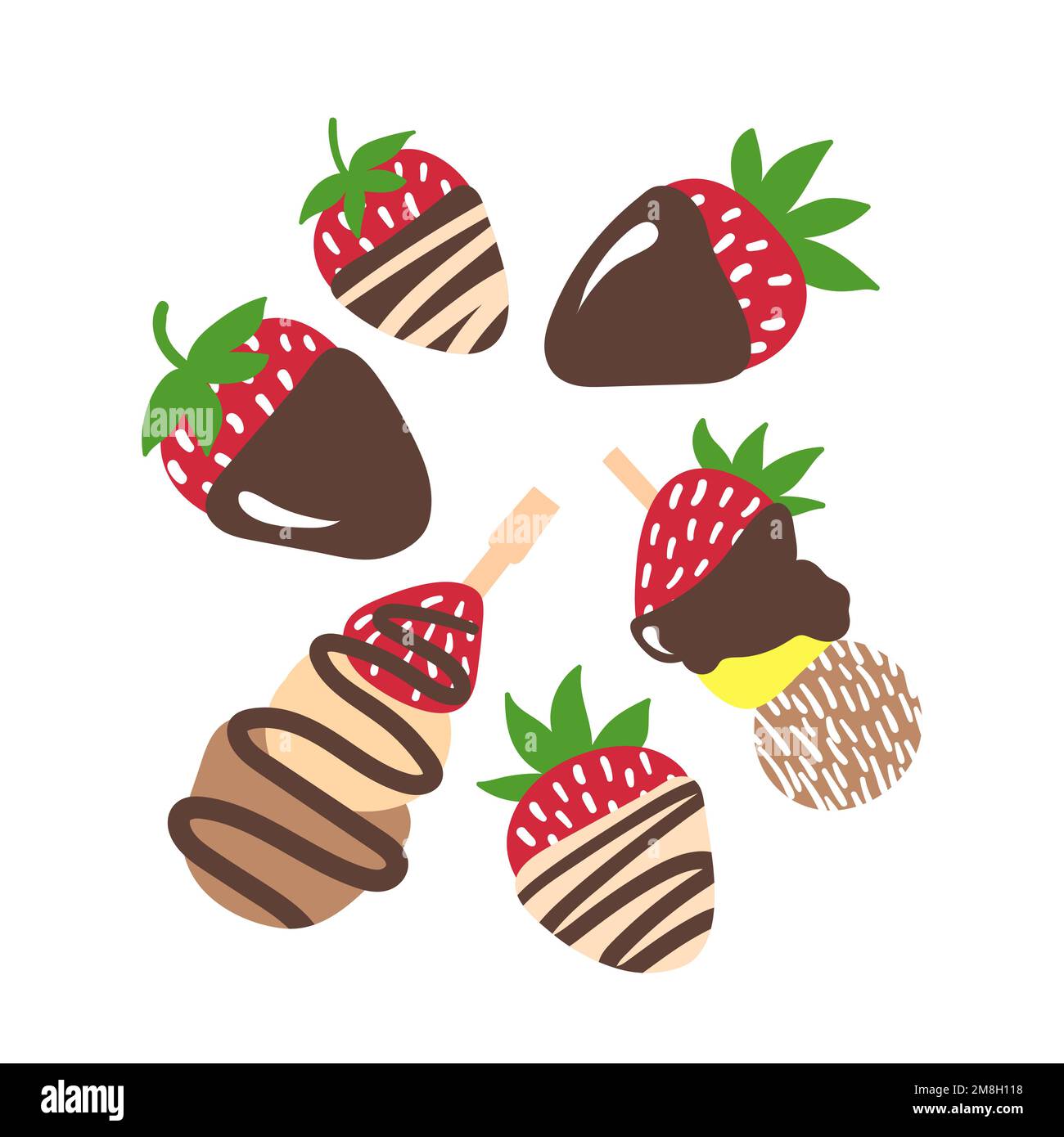 Vector strawberry in dark chocolate set Stock Vector Image & Art - Alamy