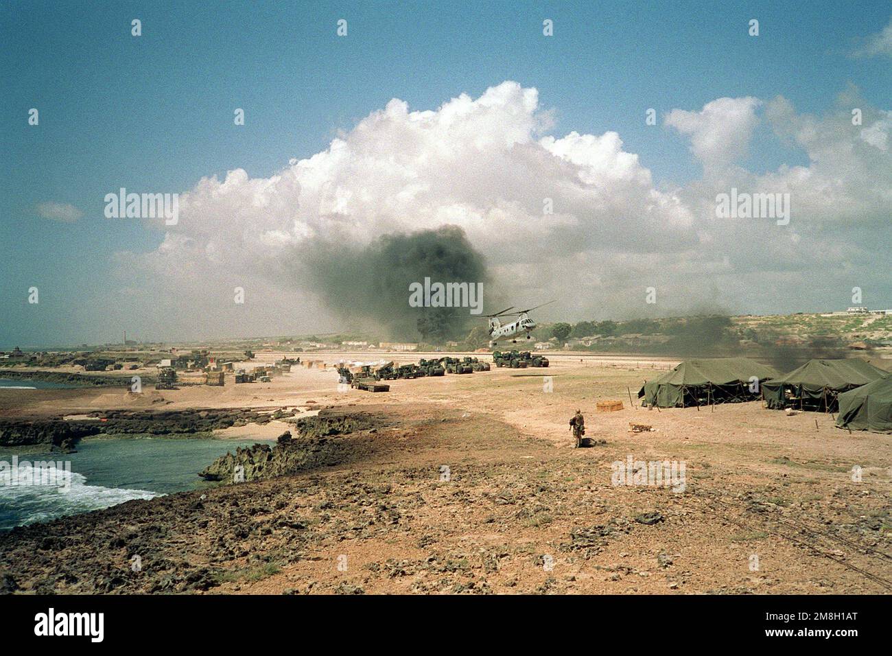 An overview of the base camp for the Marine vertical take-off and ...