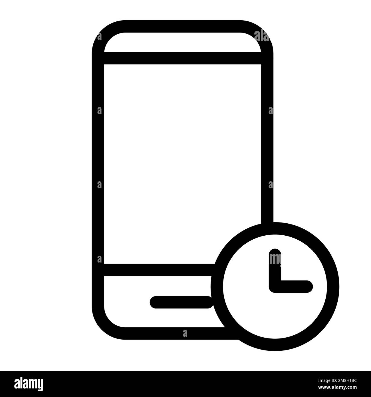 Smartphone wait icon line isolated on white background. Black flat thin ...