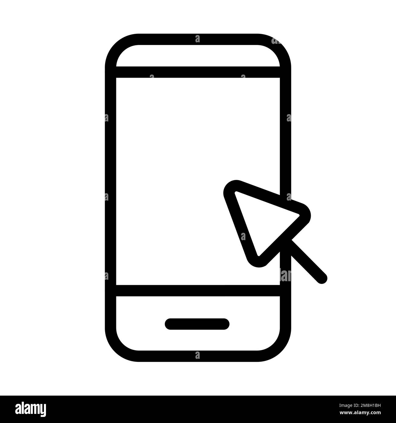 Click smartphone icon line isolated on white background. Black flat ...