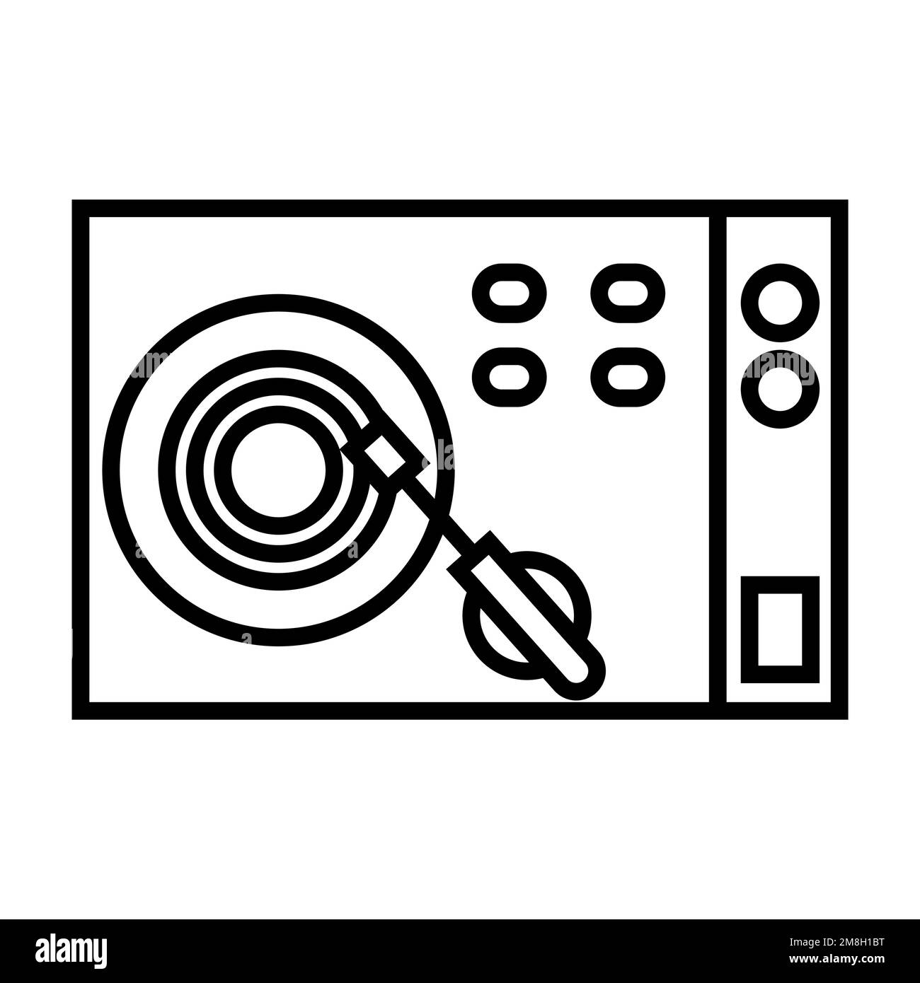 Turntable line icon isolated on white background. Black flat thin icon ...