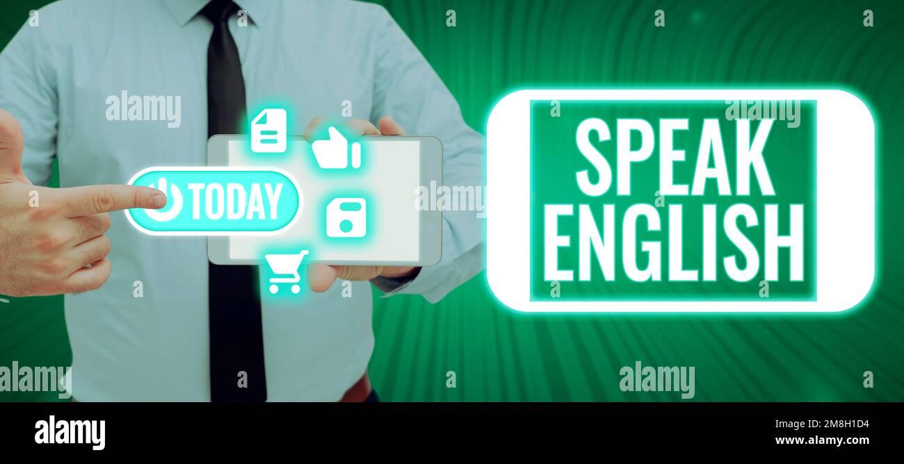 Hand writing sign speak english hi-res stock photography and images - Alamy