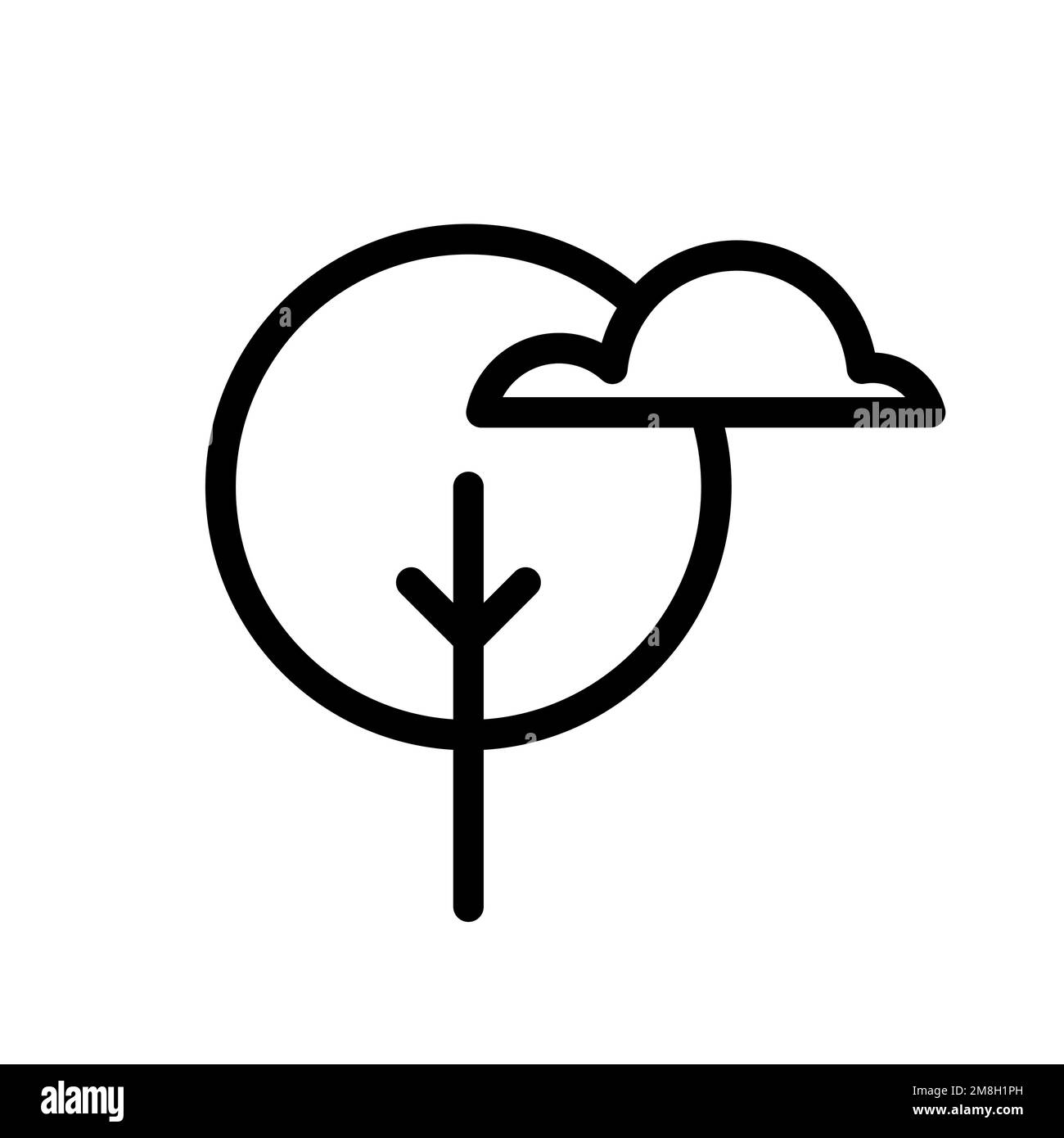 Forest line icon isolated on white background. Black flat thin icon on ...