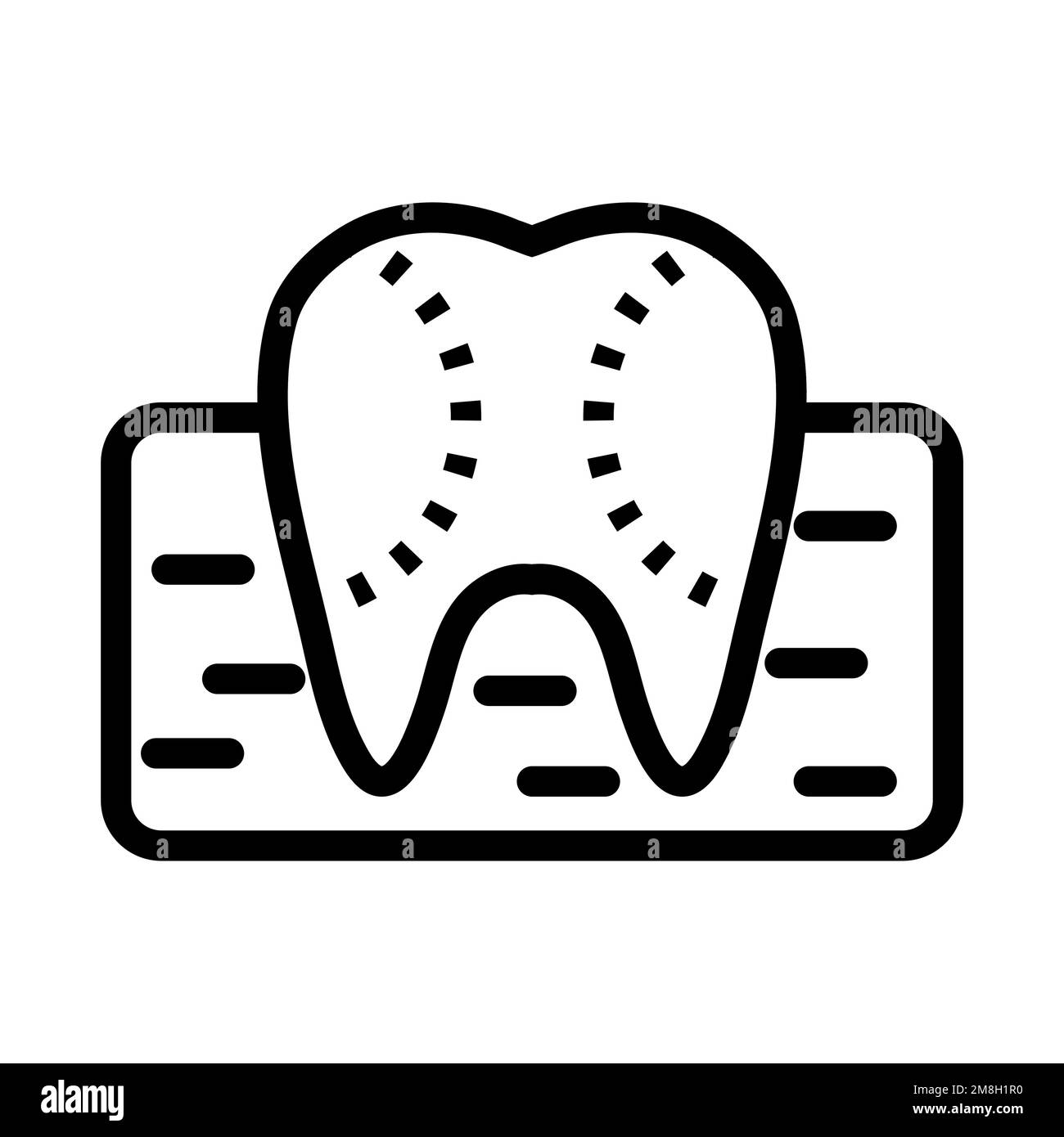 Gum anatomy icon line isolated on white background. Black flat thin ...