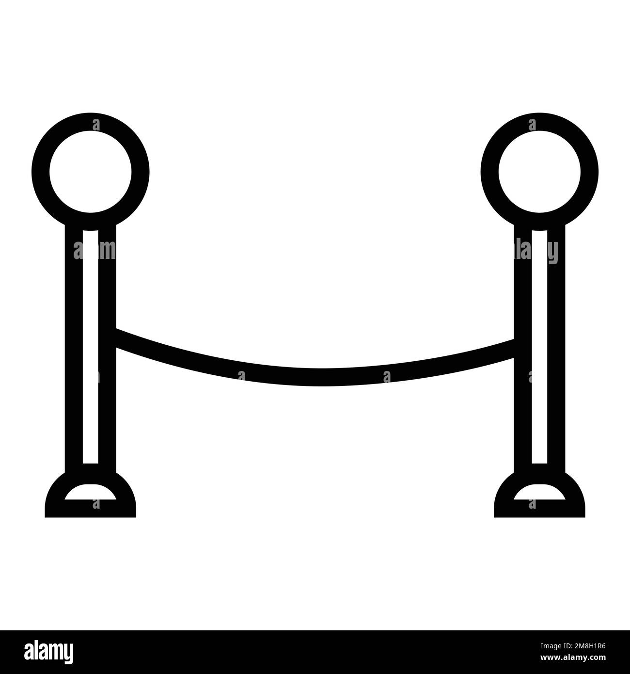 Retractable belt stanchion line icon isolated on white background. Black flat thin icon on ...