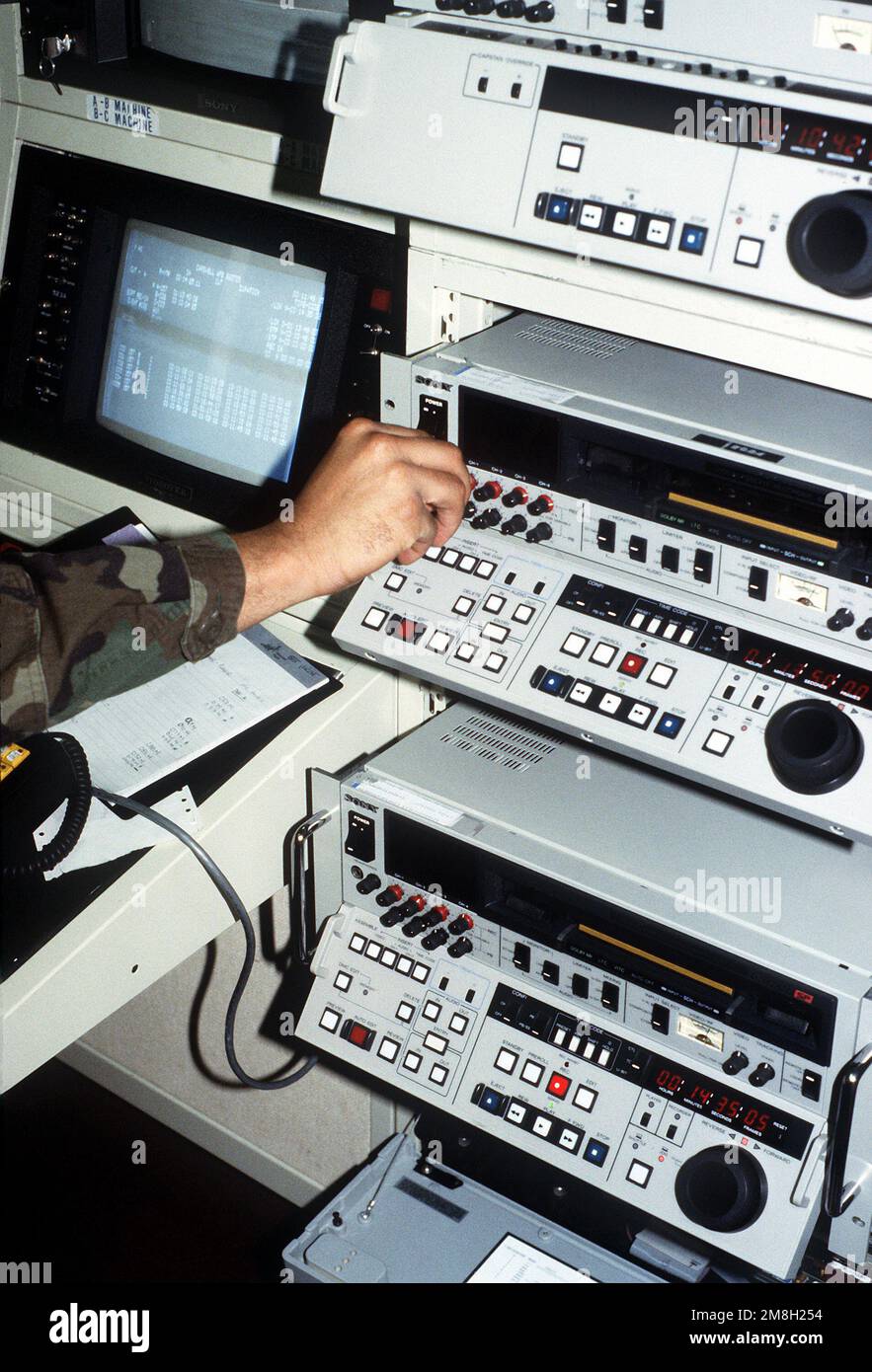 A portable video editing suite from the USAF unit Dayton Ohio, is used ...