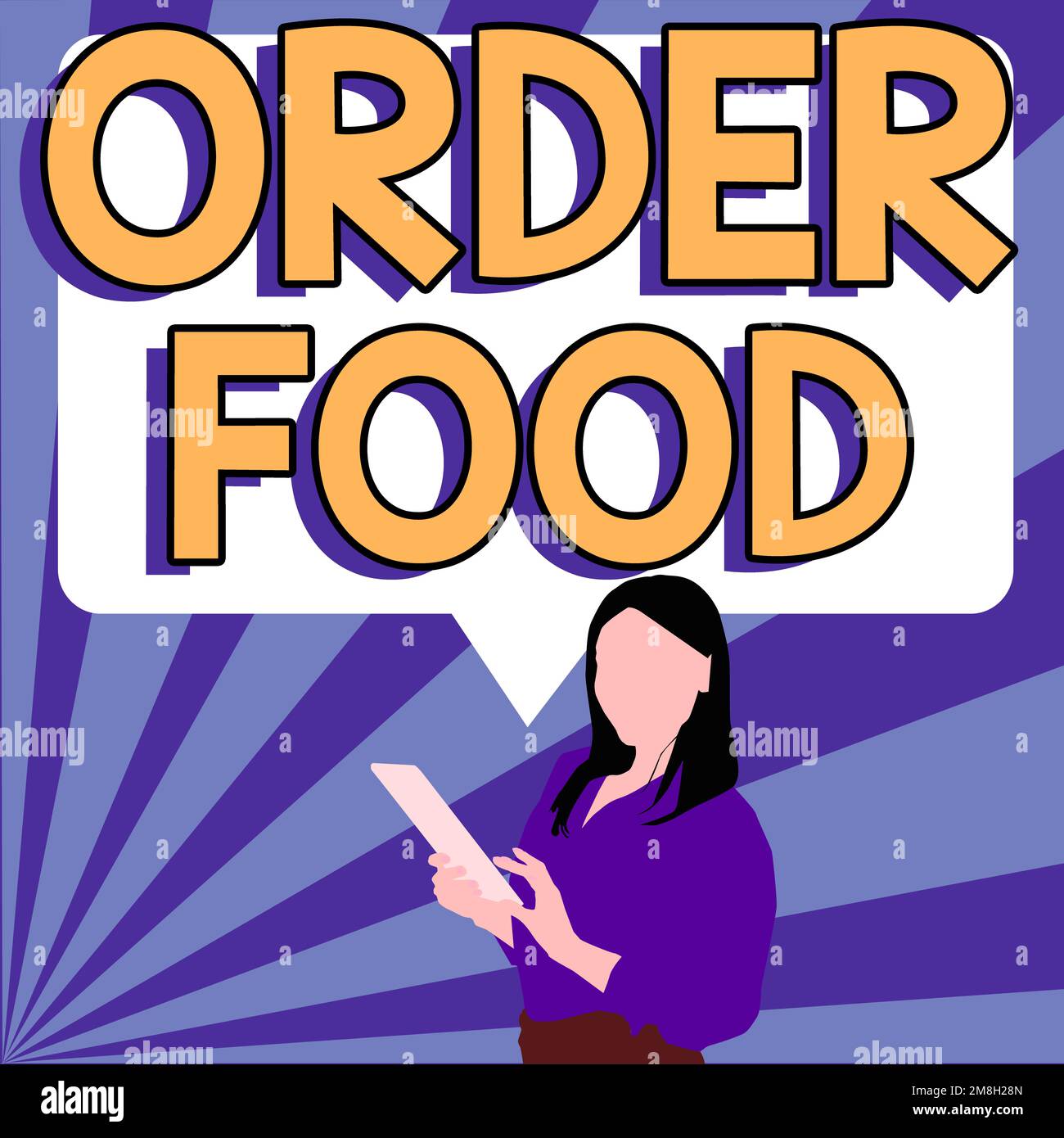 Sign displaying Order Food. Word for the process of requesting a ...