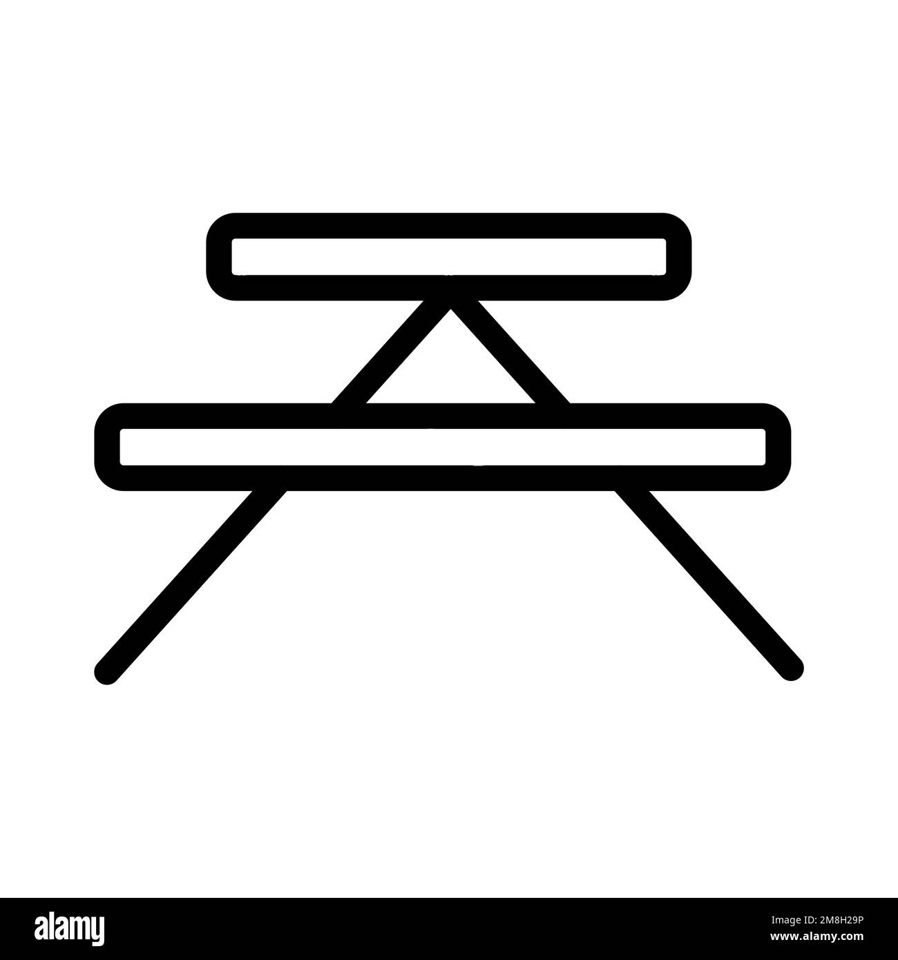 Picnic table line icon isolated on white background. Black flat thin icon on modern outline ...