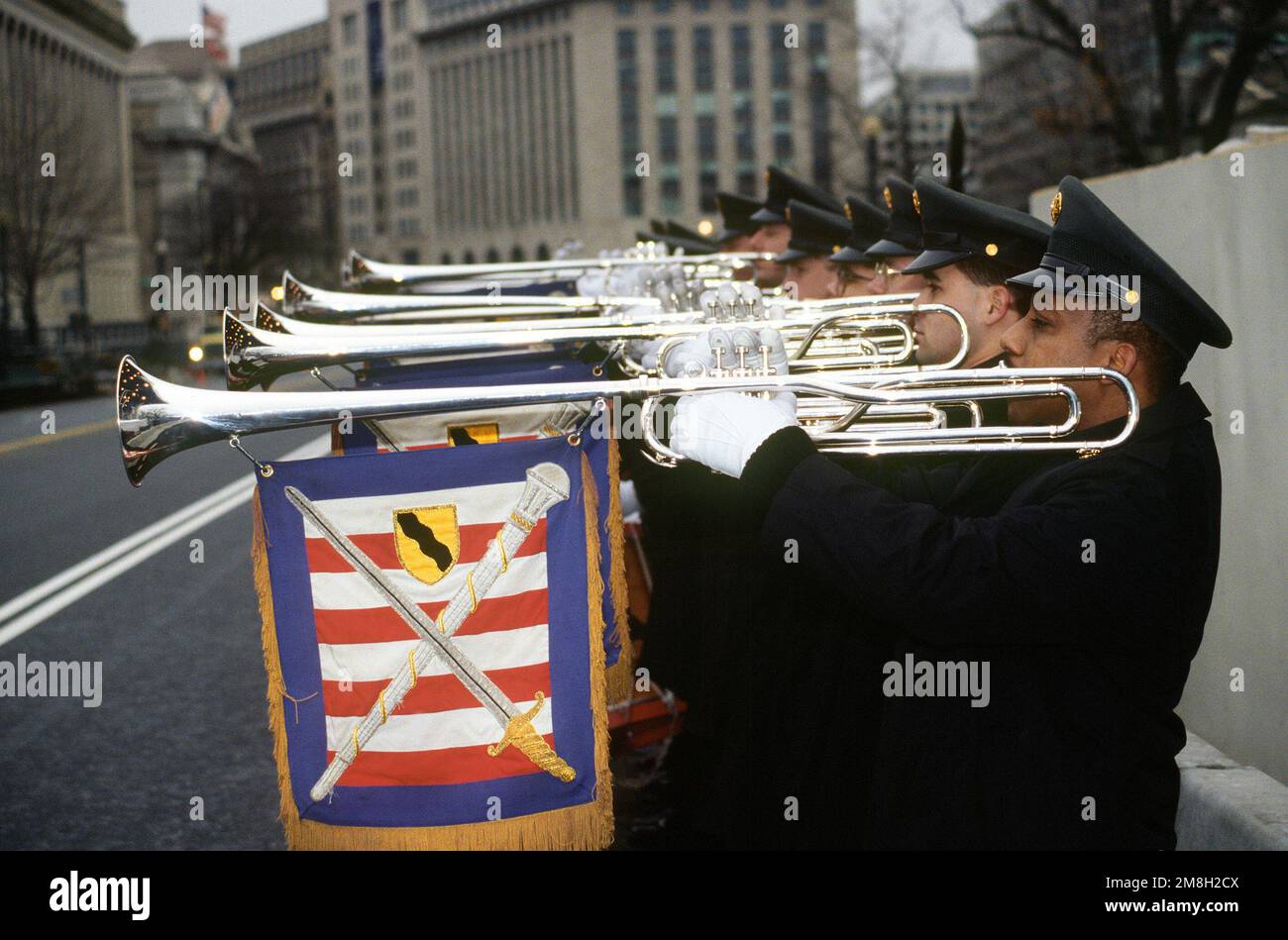 Practice Inaugural Parade. 10 January 1993 US Army Herald Trumpets of ...