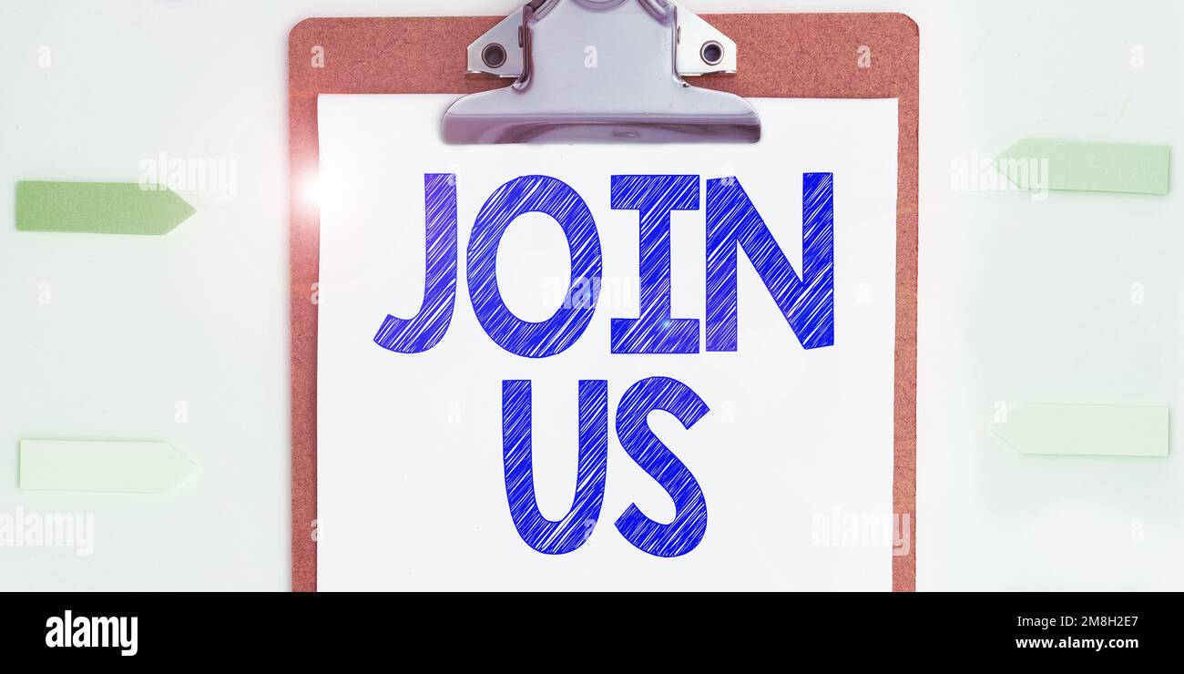 Text showing inspiration Join Us. Business showcase Register in ...