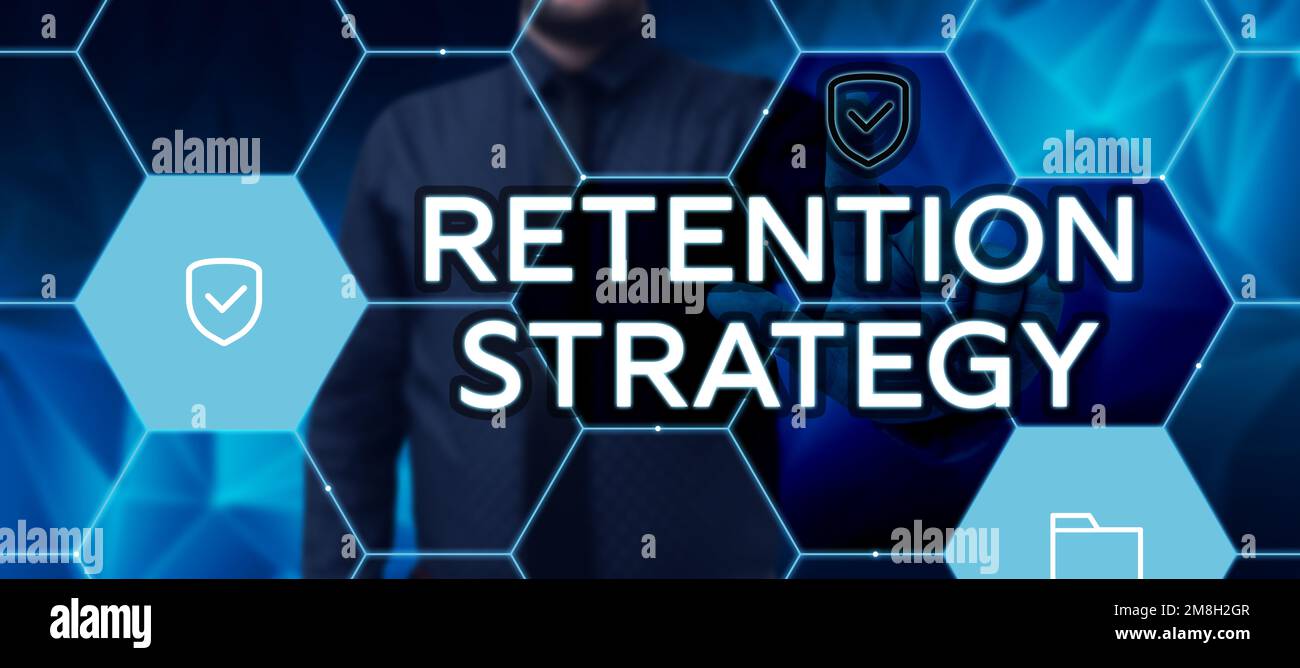 Text sign showing Retention Strategy. Business overview activities to ...