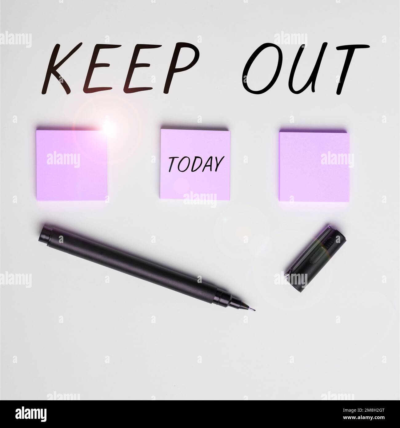 Hand writing sign Keep Out. Business showcase to stop someone or ...