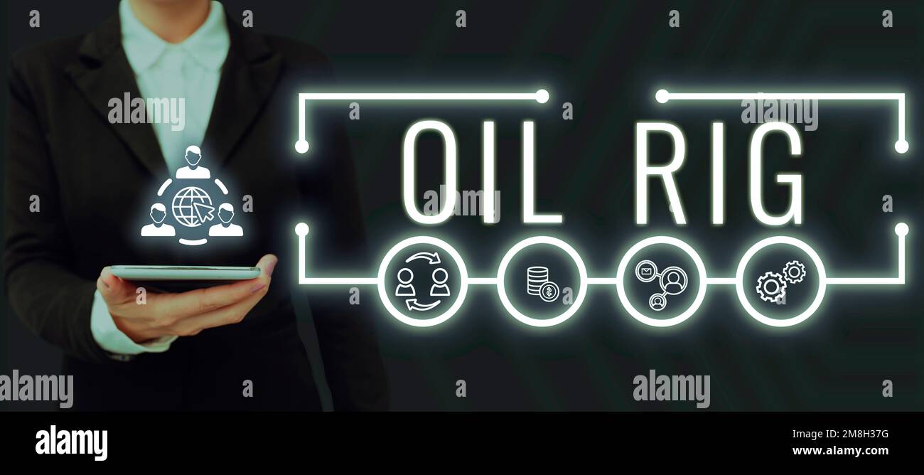 Text showing inspiration Oil Rig. Conceptual photo large structure with ...
