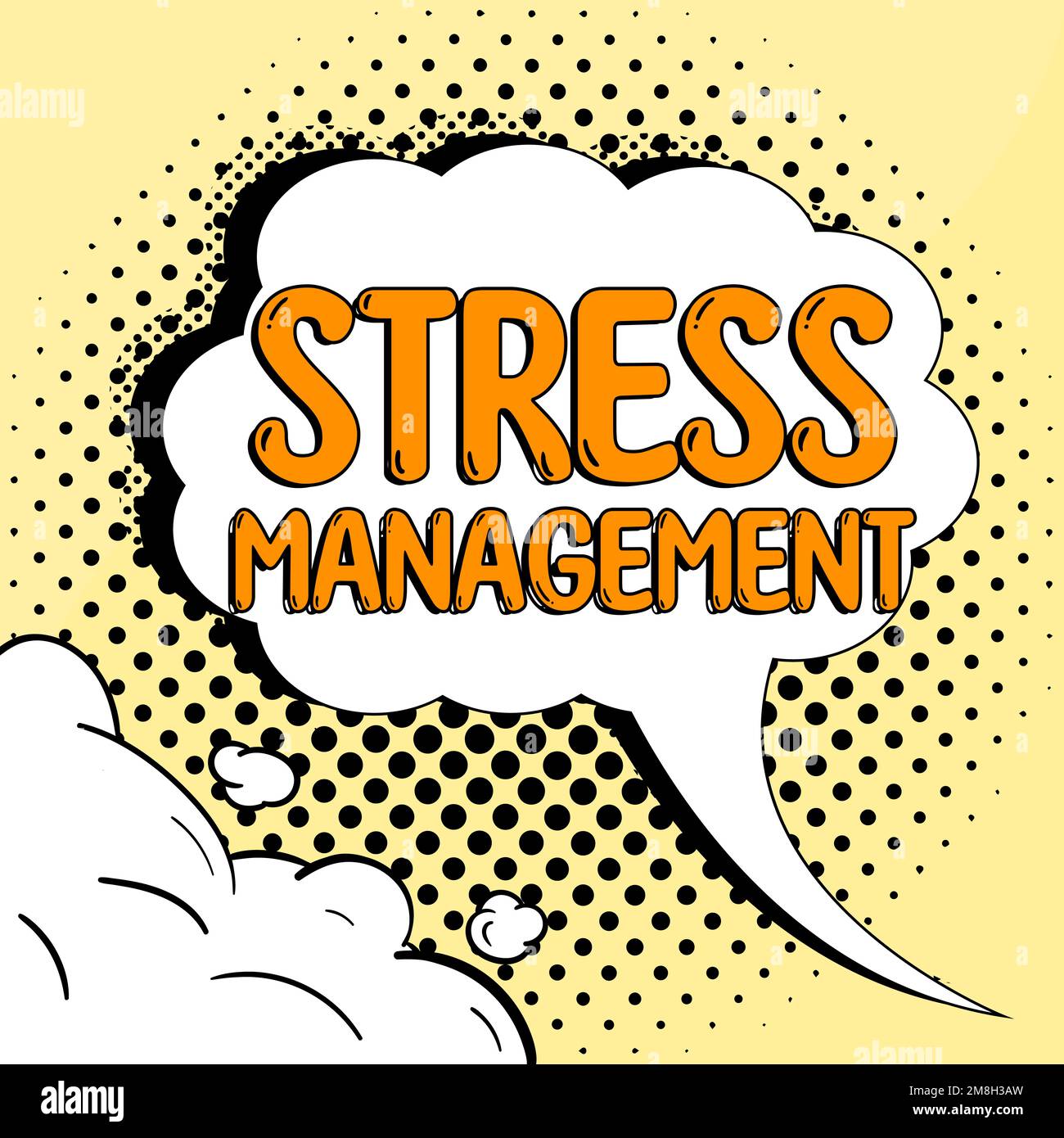 Text caption presenting Stress Management. Business overview learning ...