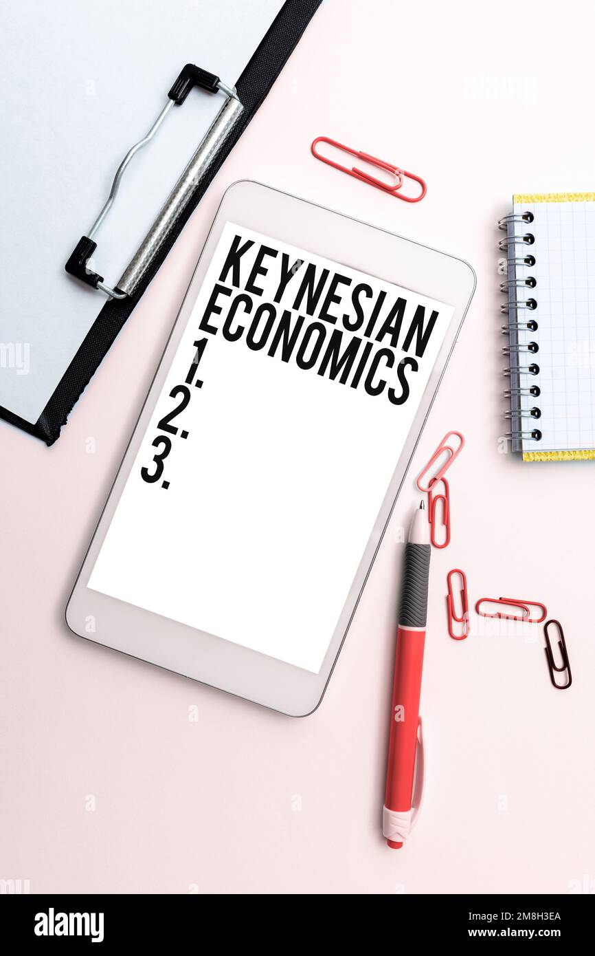 Sign displaying Keynesian Economics. Word for monetary and fiscal ...
