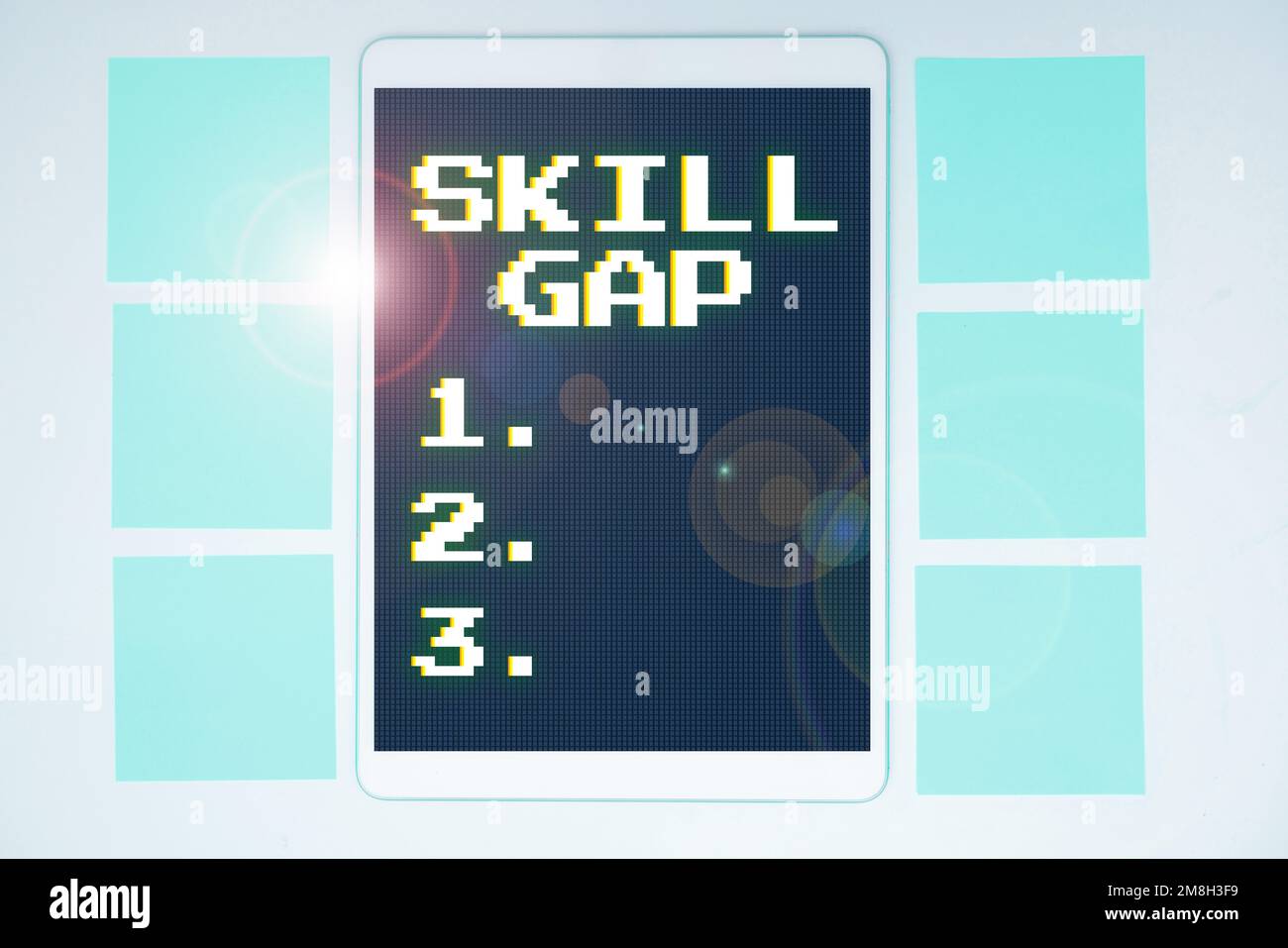 Hand writing sign Skill Gap. Word for Refering to a person's weakness ...