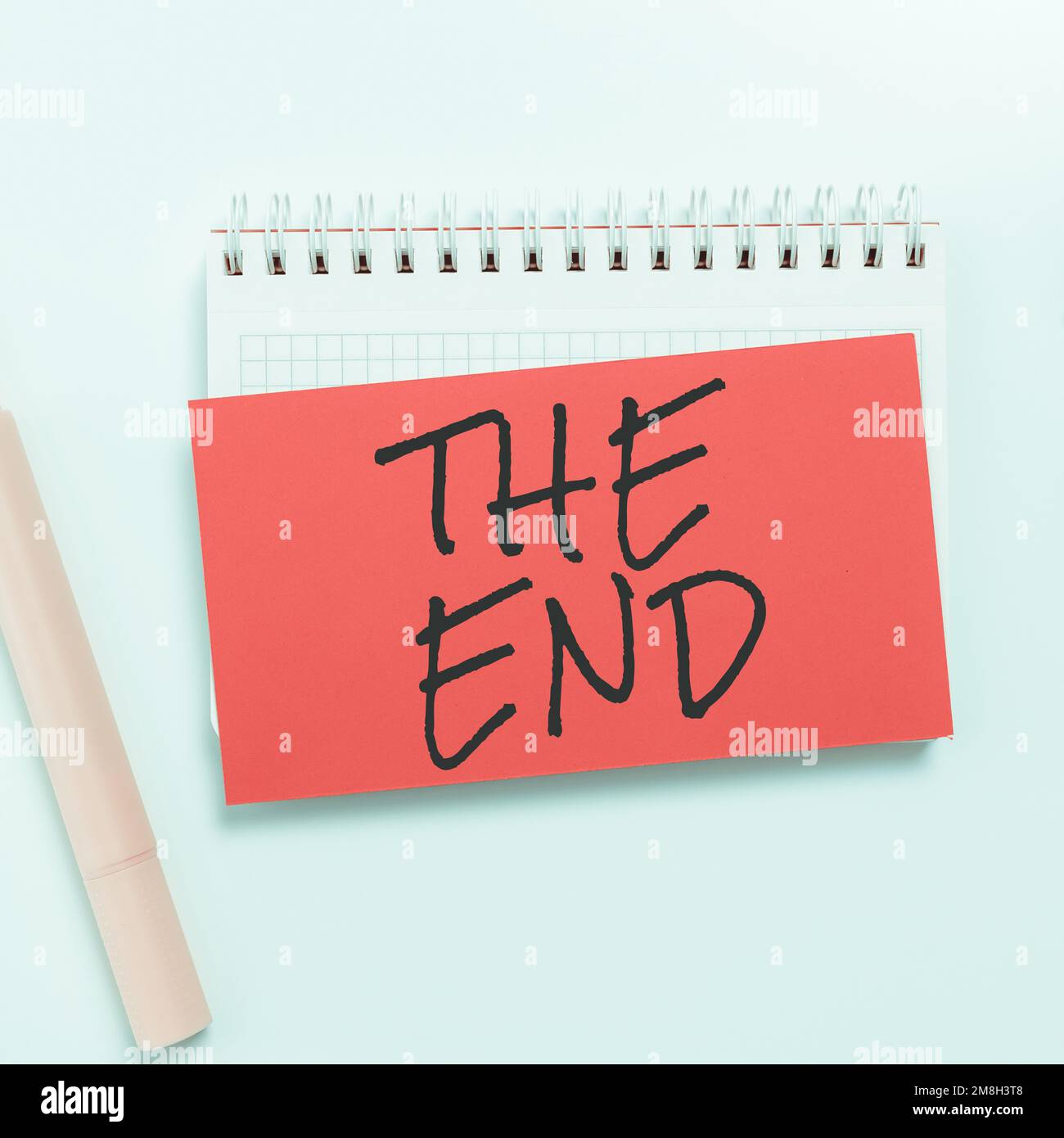 Sign displaying The End. Concept meaning Final part of play ...