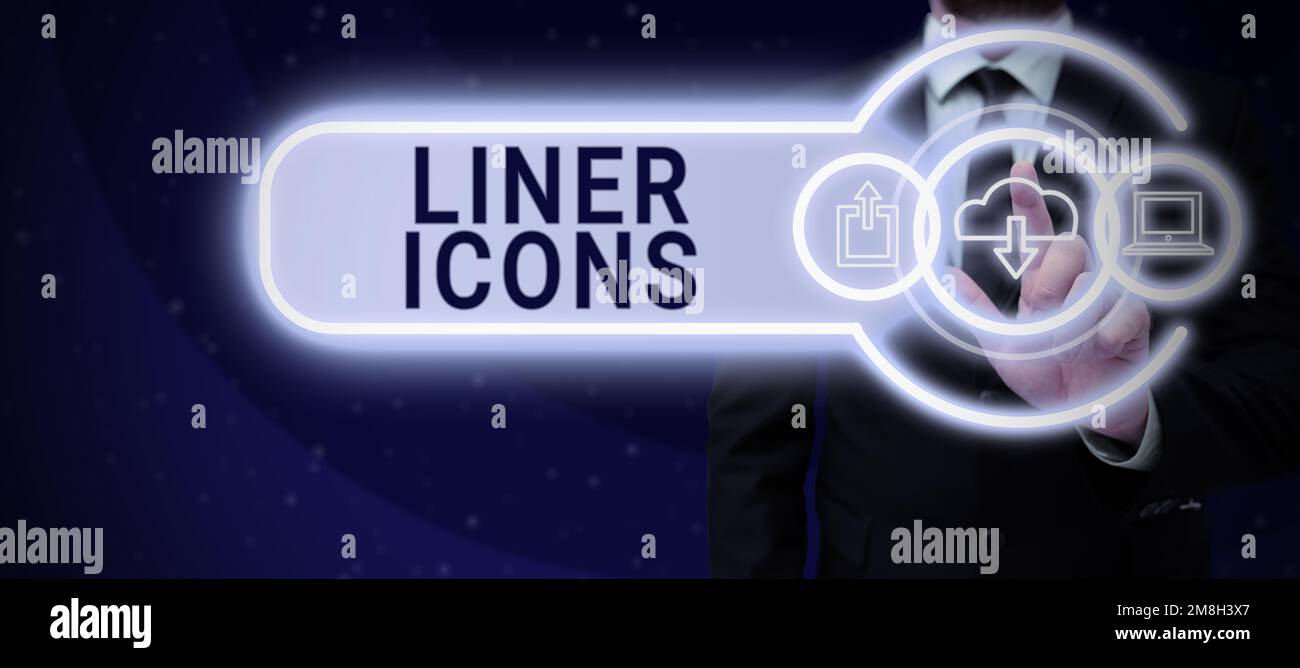 Conceptual caption Liner Icons. Business approach use to improve visual ...