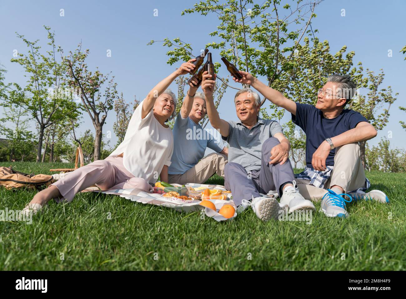 Elderly couple spring outing for a picnic Stock Photo - Alamy