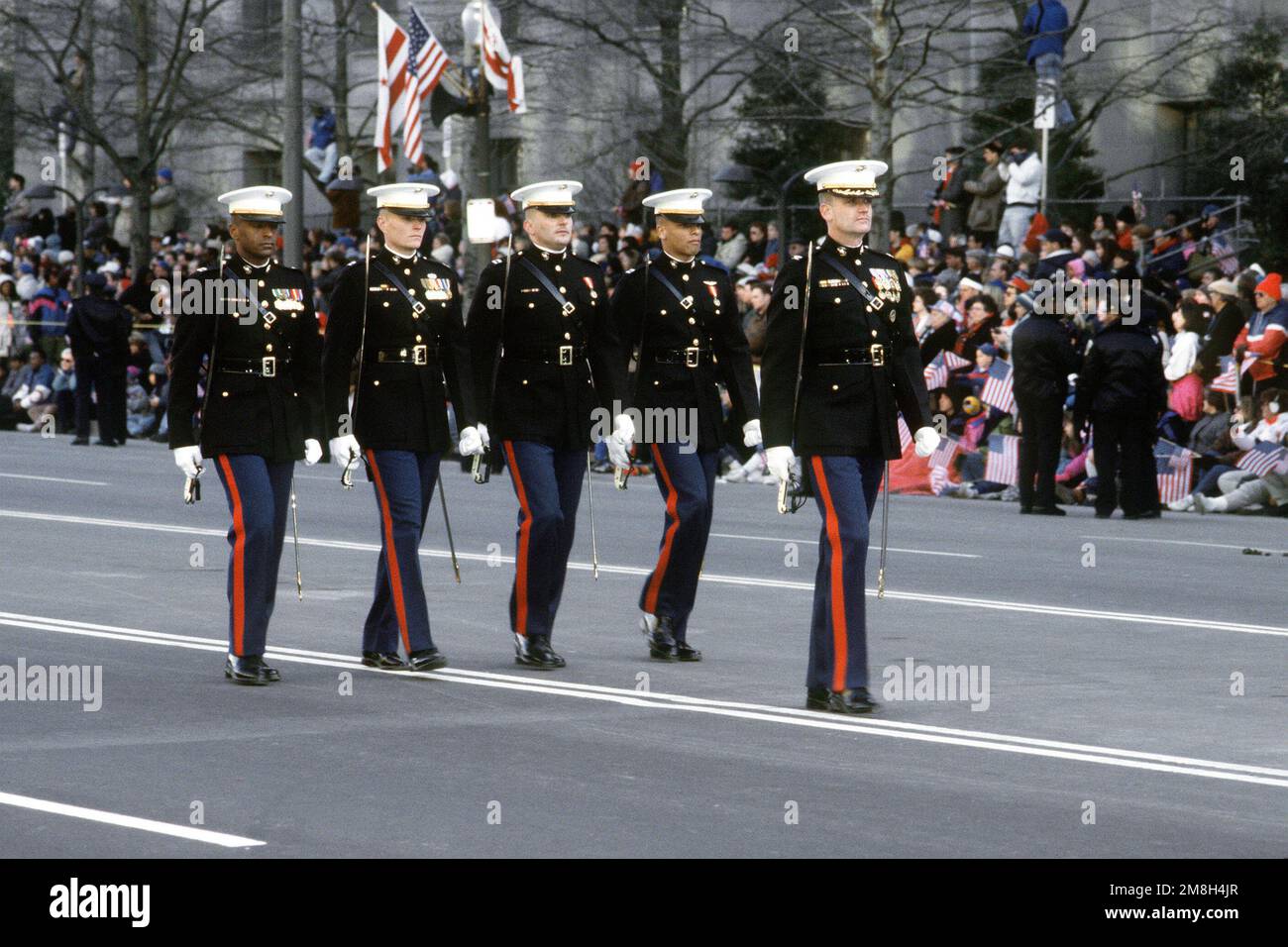 Inaugural parade, USMC staff leading the way for the Marine Corp band ...