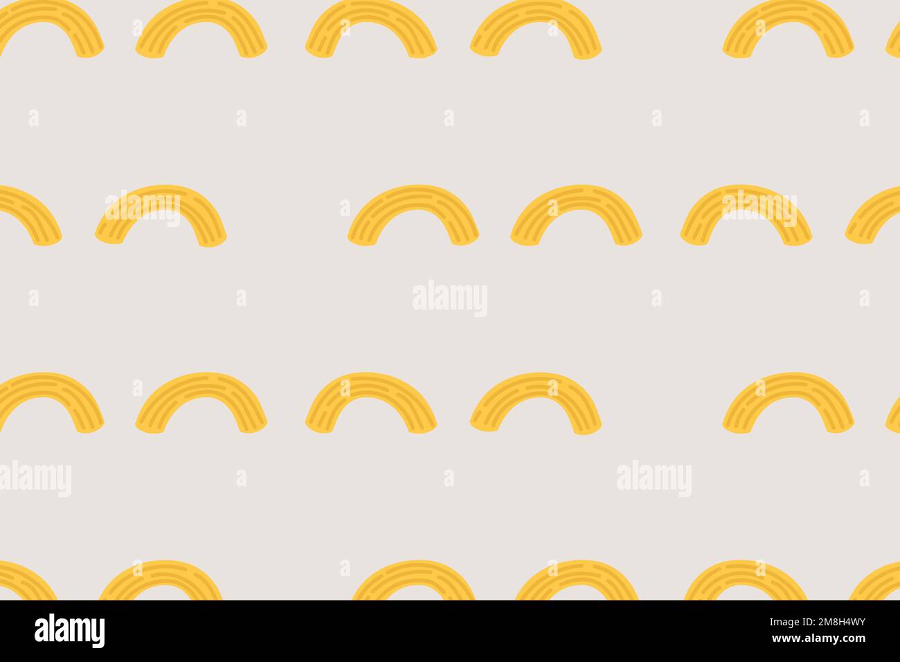 Macaroni pasta food pattern vector background in greige cute doodle ...