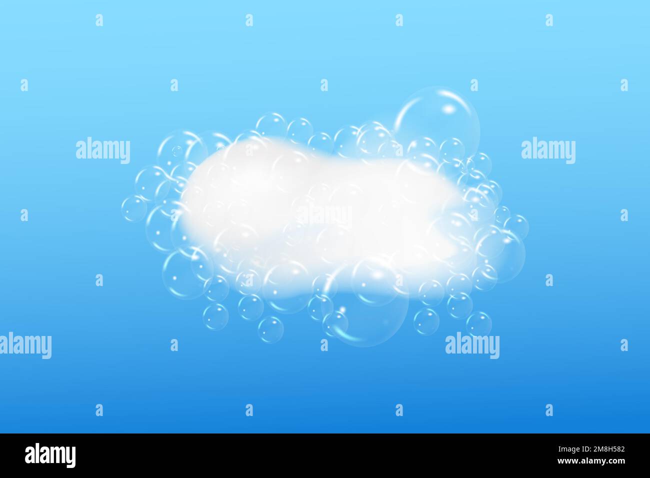 Shampoo bubbles texture.Bath foam isolated on ablue background. Shampoo ...