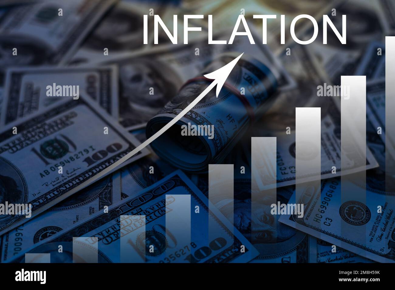 word inflation against background of graph chart of rising inflation ...