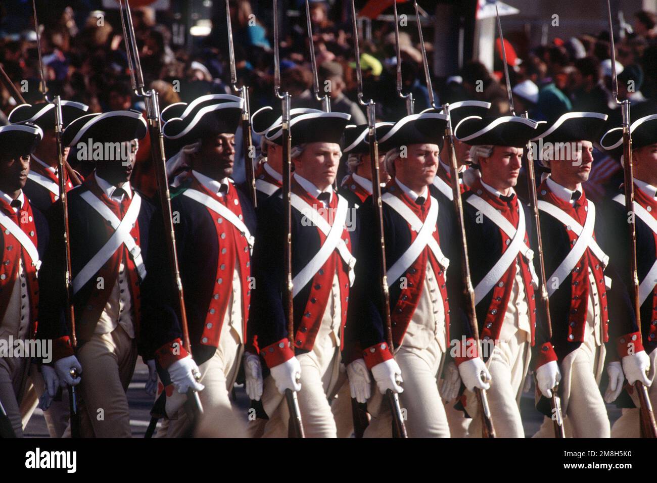 Inaugural parade, members from the US Infantry Old Guard march past ...