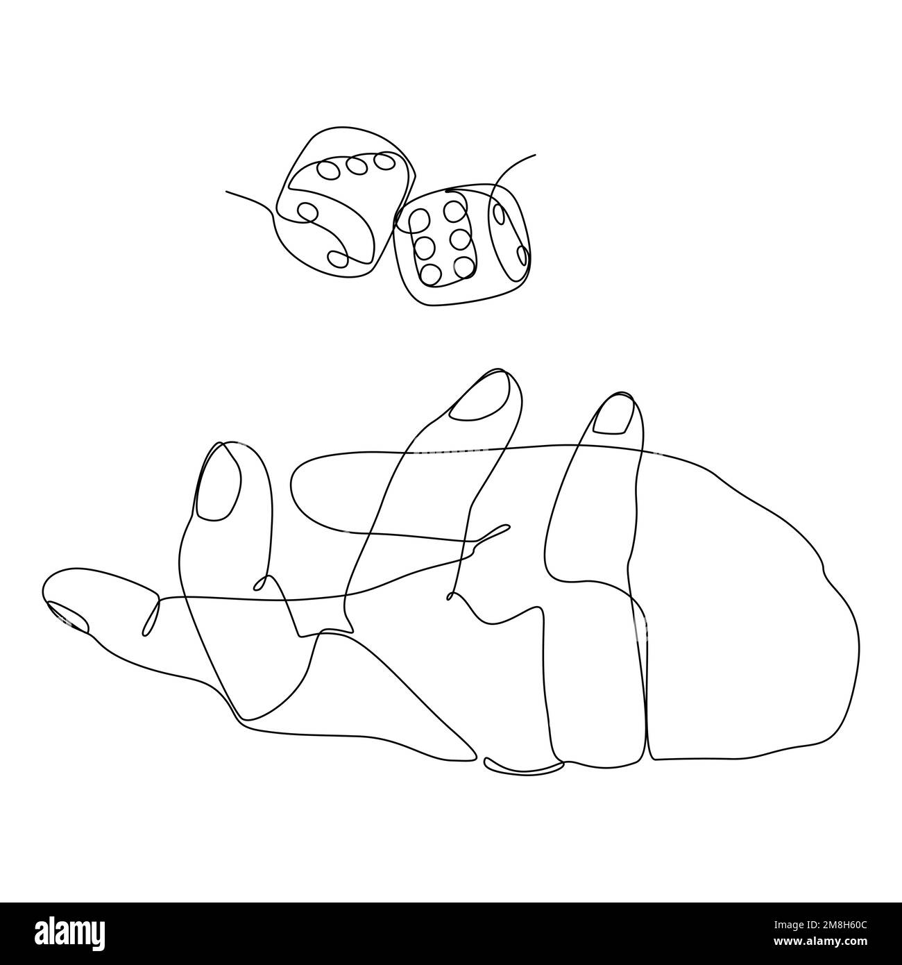 One white continuous line drawing hand with dice Stock Vector Image ... One white continuous line drawing hand with dice Stock Vector Image ...