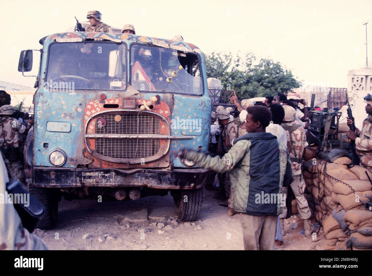 A truck enters the Joint Task Force Somalia headquarters during the ...