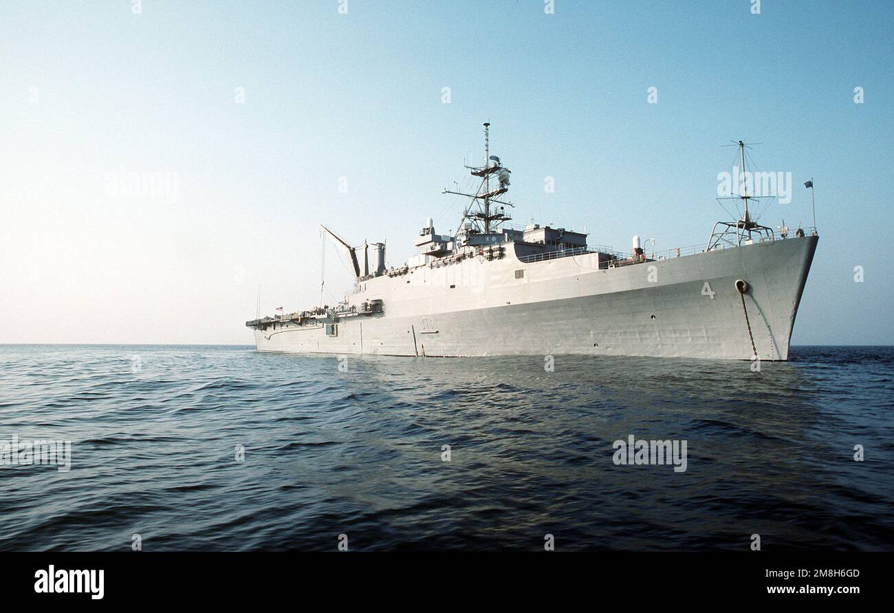 A starboard bow view of the amphibious transport dock USS AUSTIN (LPD-4 ...