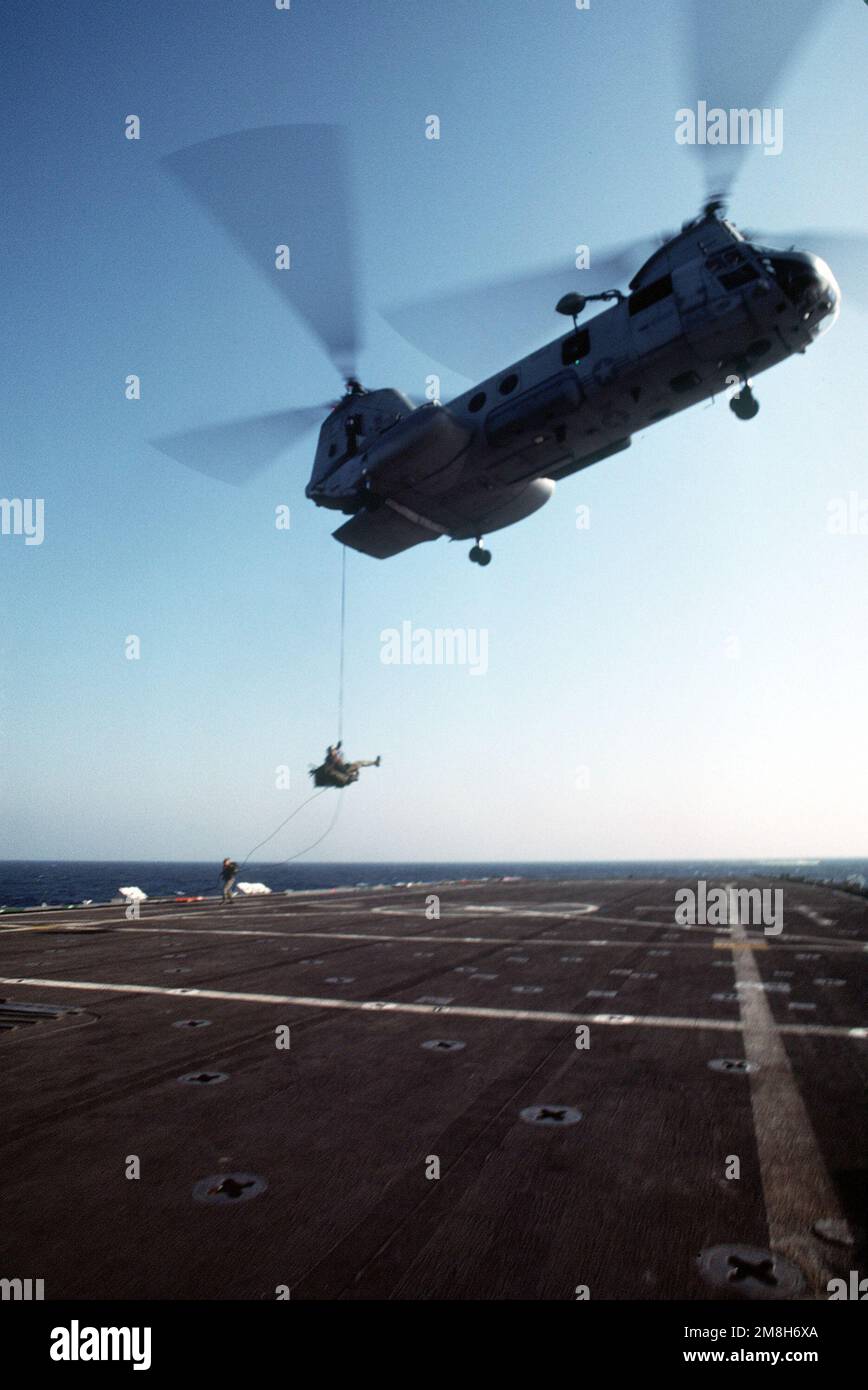 A member of the 22nd Marine Expeditionary Unit rappels from a Marine ...