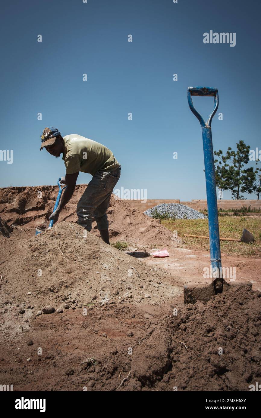15 March 2022 - Tanzania - Local African man working on construction ...