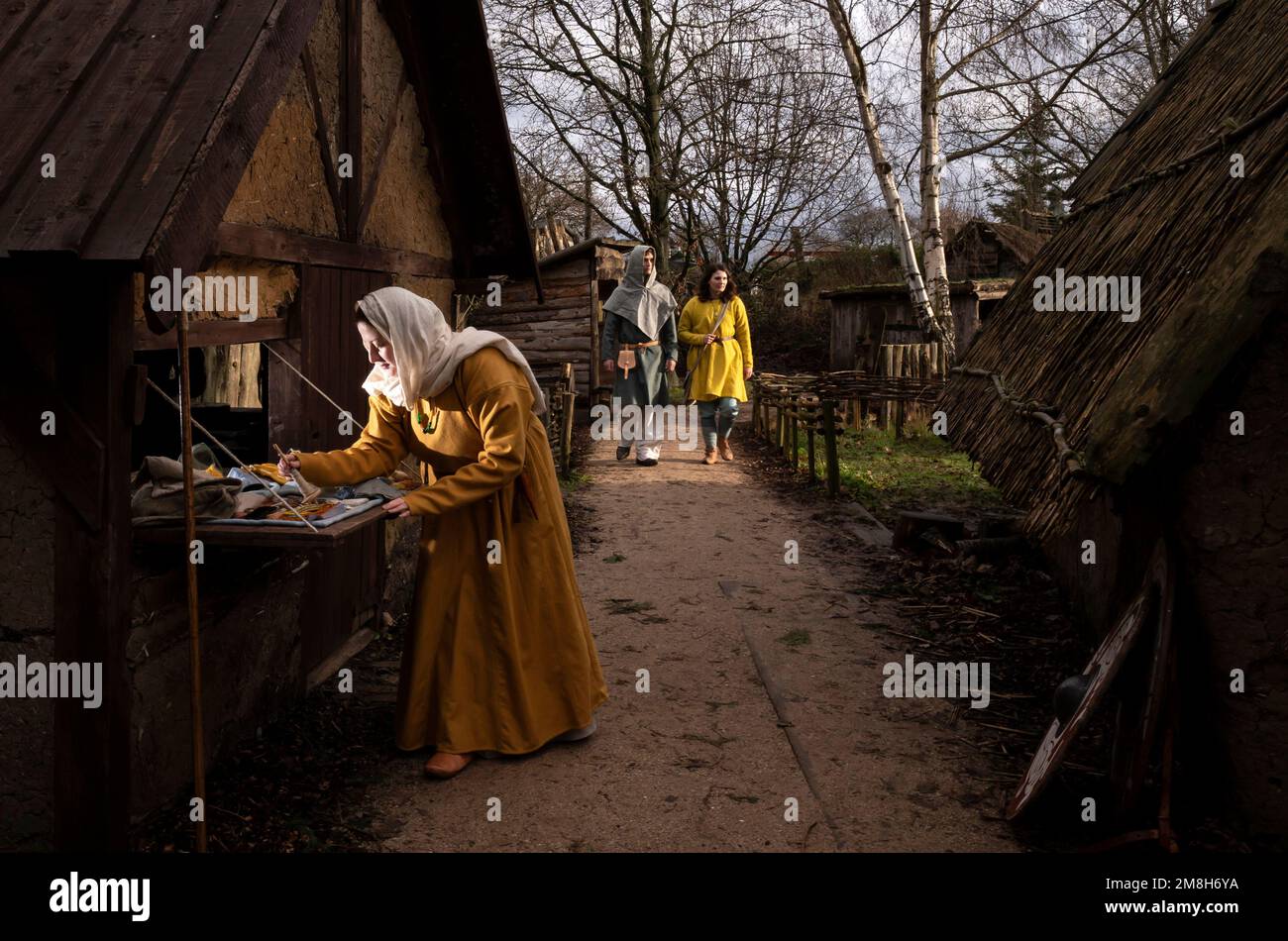 A member of living history group Vanahein, during a demonstration at ...