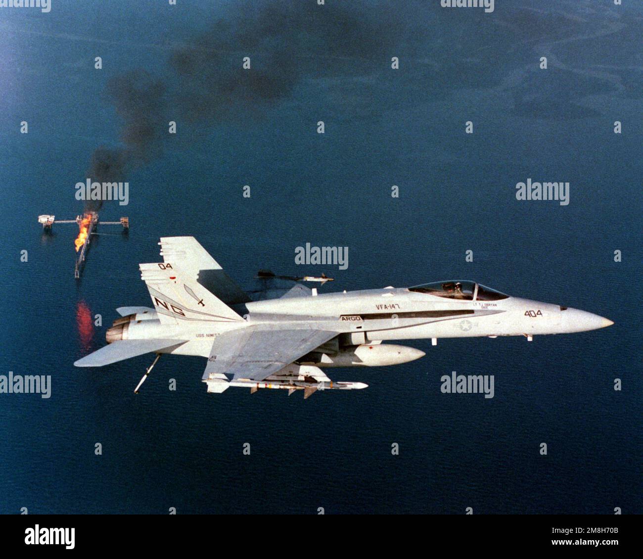 An F/A-18C Hornet aircraft of Strike Fighter Squadron 147 (VFA-147 ...