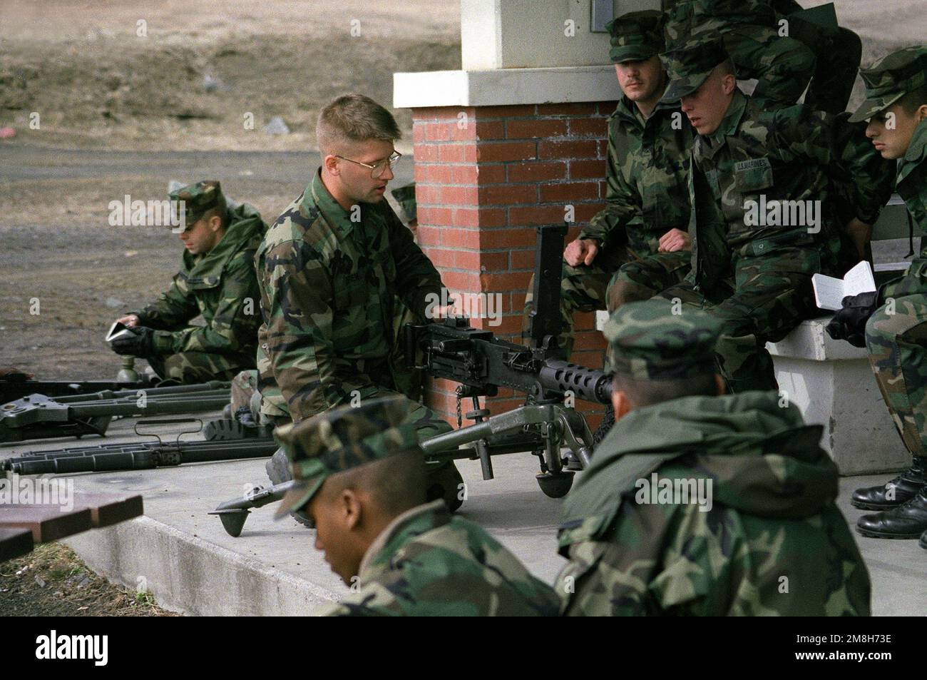 Marine Lance CPL. Drew of the training platoon gives a class on the M-2 ...